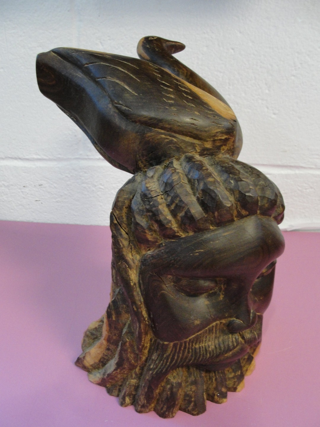 Vintage 1990's Ebony African Bust With Bird - Etsy