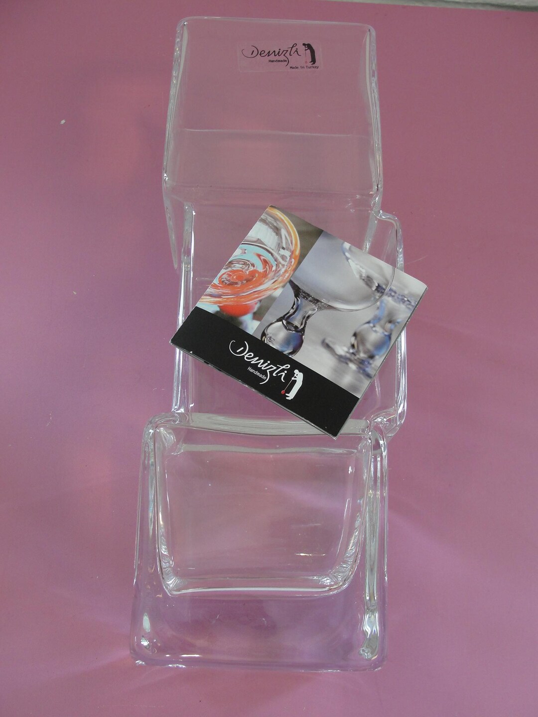 Denizli Turkey Contemporary Hand Blown 3 Stack off Center Square Vase ...