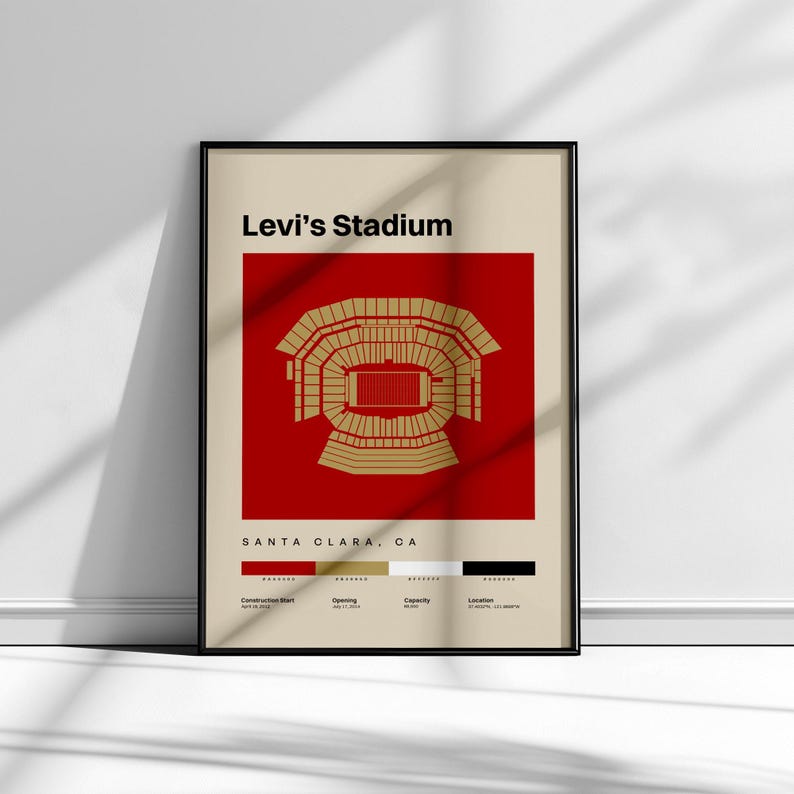 San Francisco 49ers Poster, Levi's Stadium Poster, Sports Art, Football ...