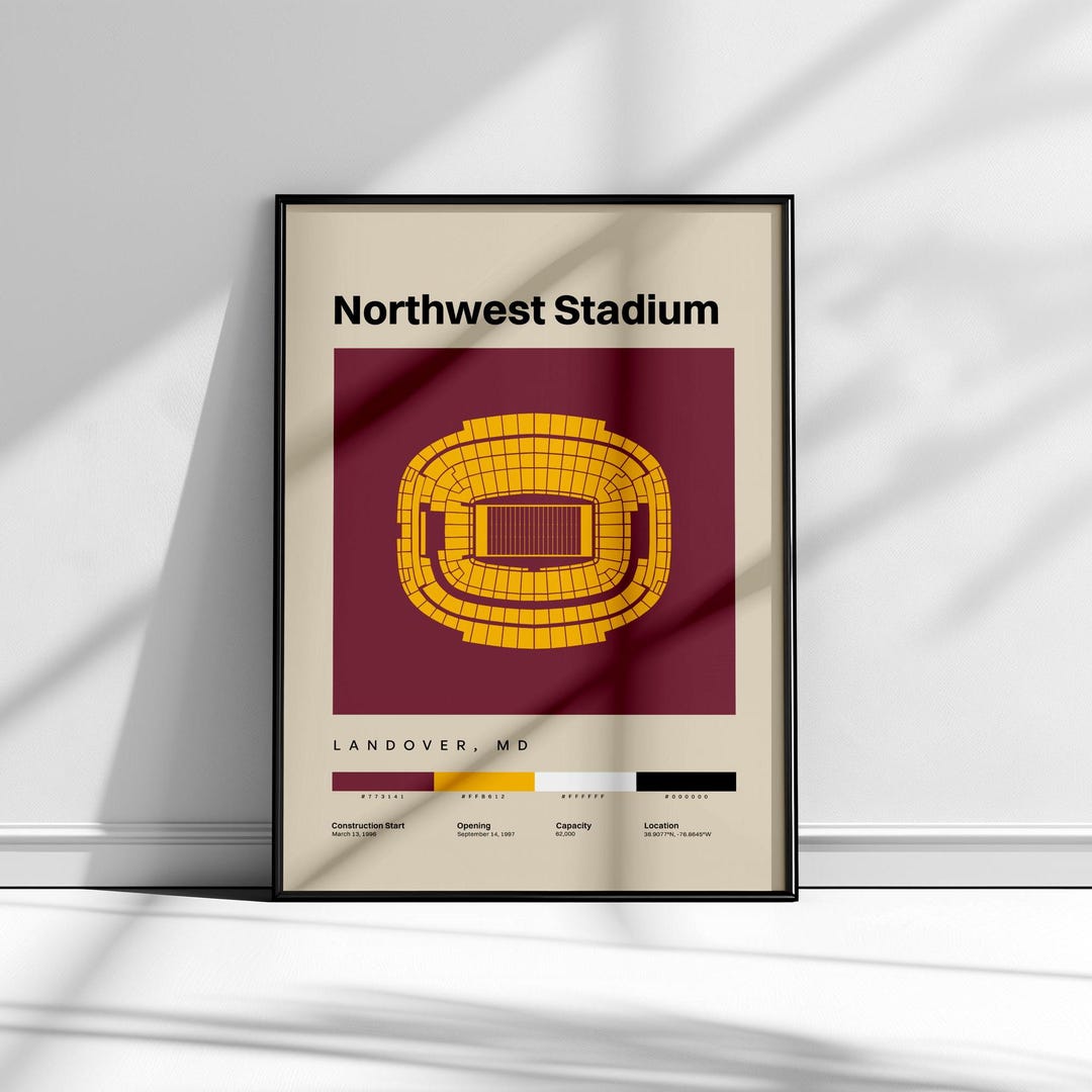 Washington Commanders Poster, Northwest Stadium , Sports Art, Football ...