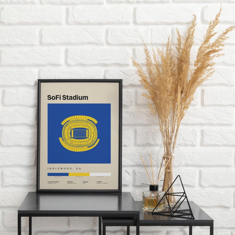 LA Rams Poster, Sofi Stadium Poster, Sports Art, Football Prints, NFL ...