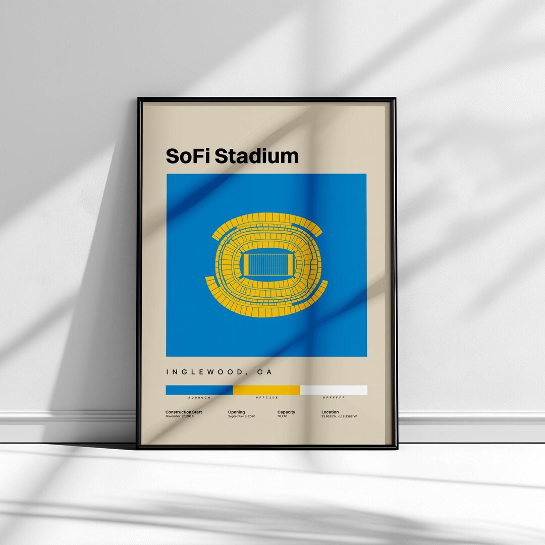 LA Chargers Poster, Sofi Stadium Poster, Sports Art, Football Prints ...