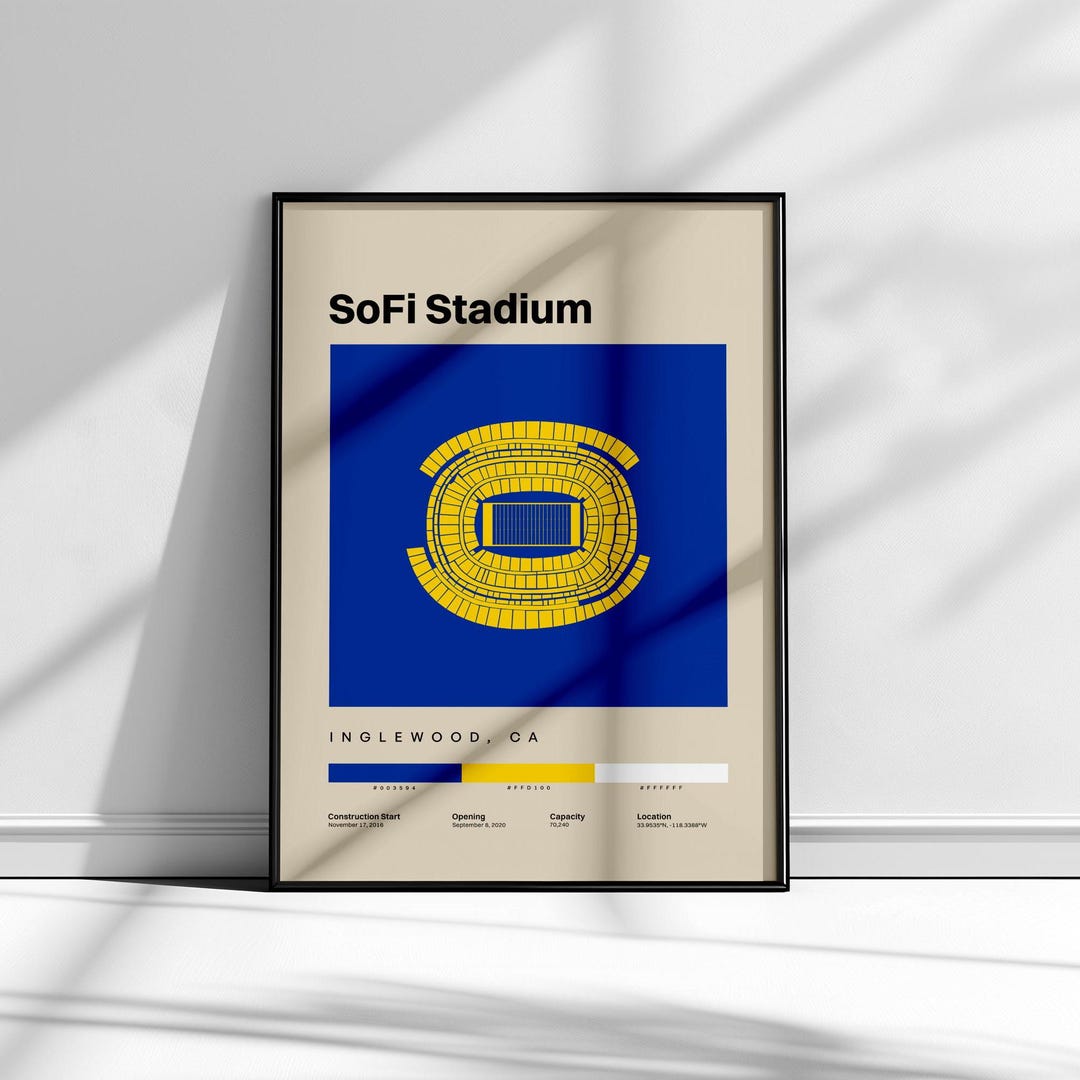 LA Rams Poster, Sofi Stadium Poster, Sports Art, Football Prints, NFL ...