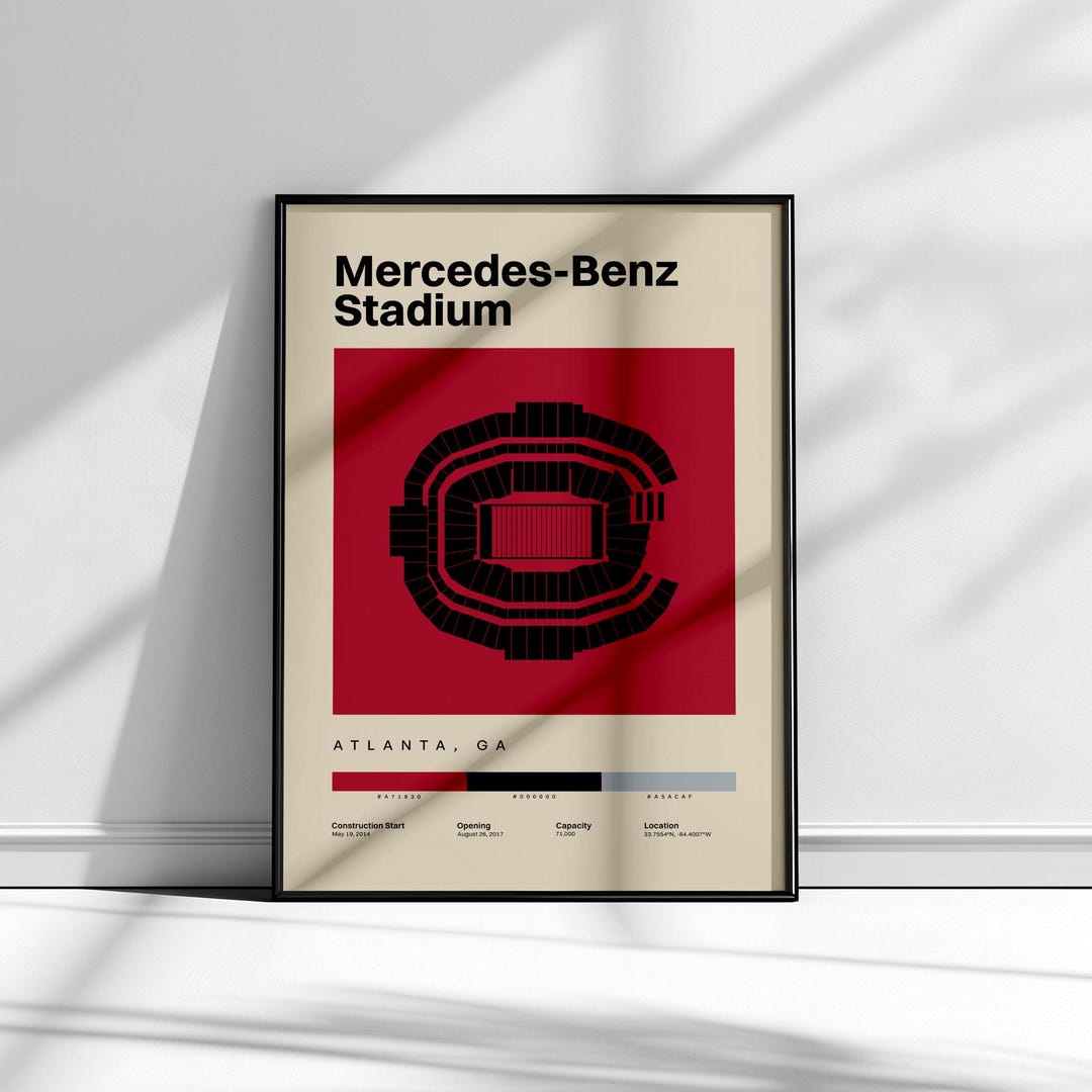 Atlanta Falcons Poster, Mercedes-benz Stadium Poster, Sports Art ...