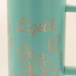 Butterfly and Flowers Laser-engraved 40oz Stainless Steel Insulated ...