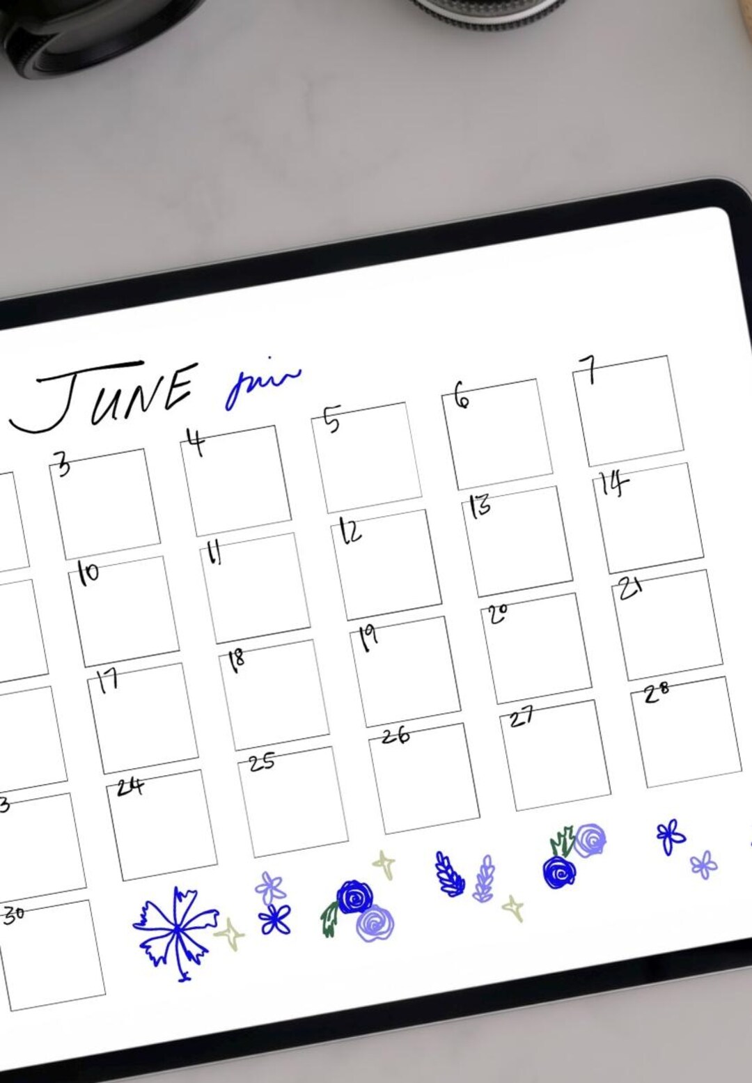 June Monthly Calendar, Digital or Printable, Printable Calendar Month ...