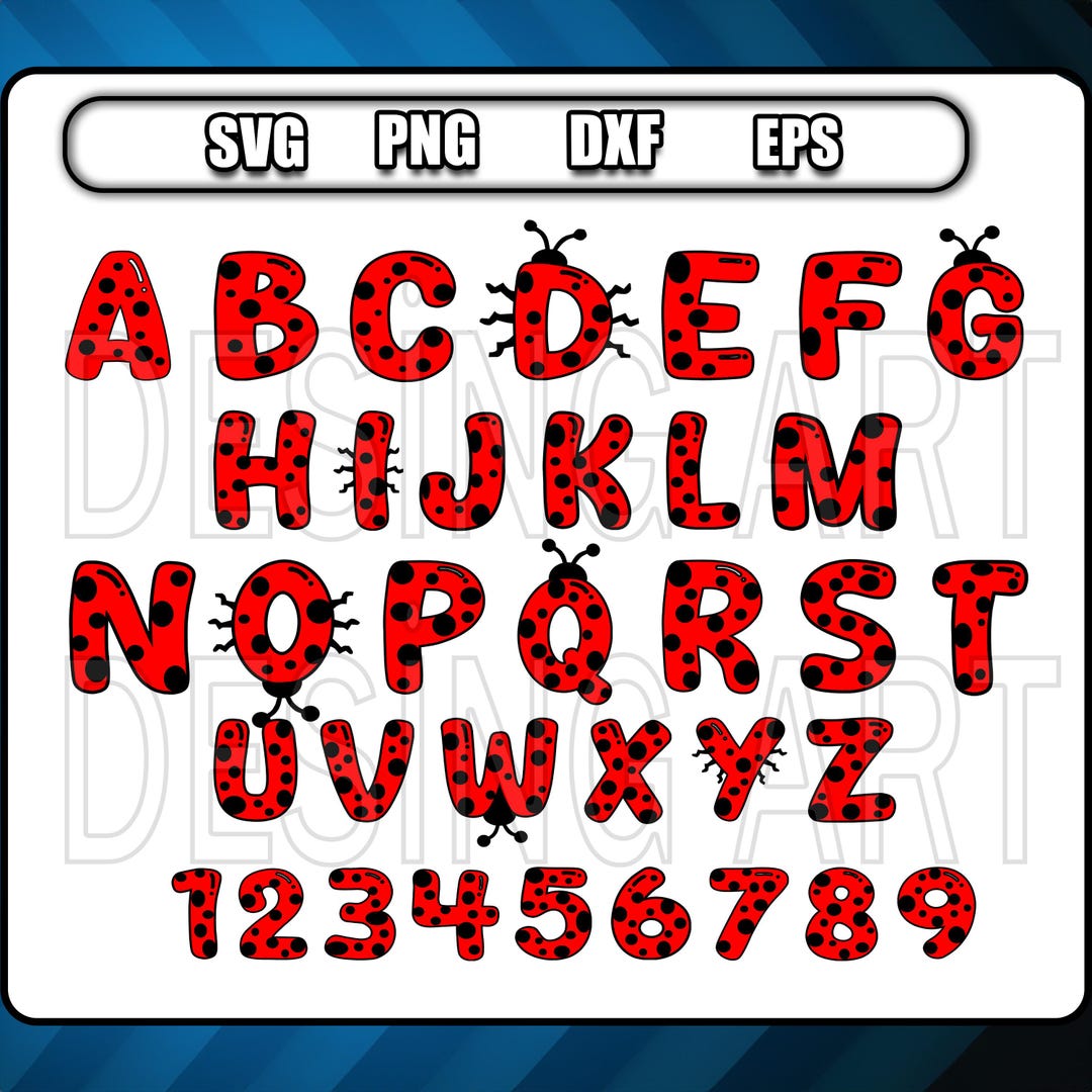 LADYBUG FONT Svg Ttf,alphabet Letters Ttf, Bug Pattern Svg, Bug Numbers ...