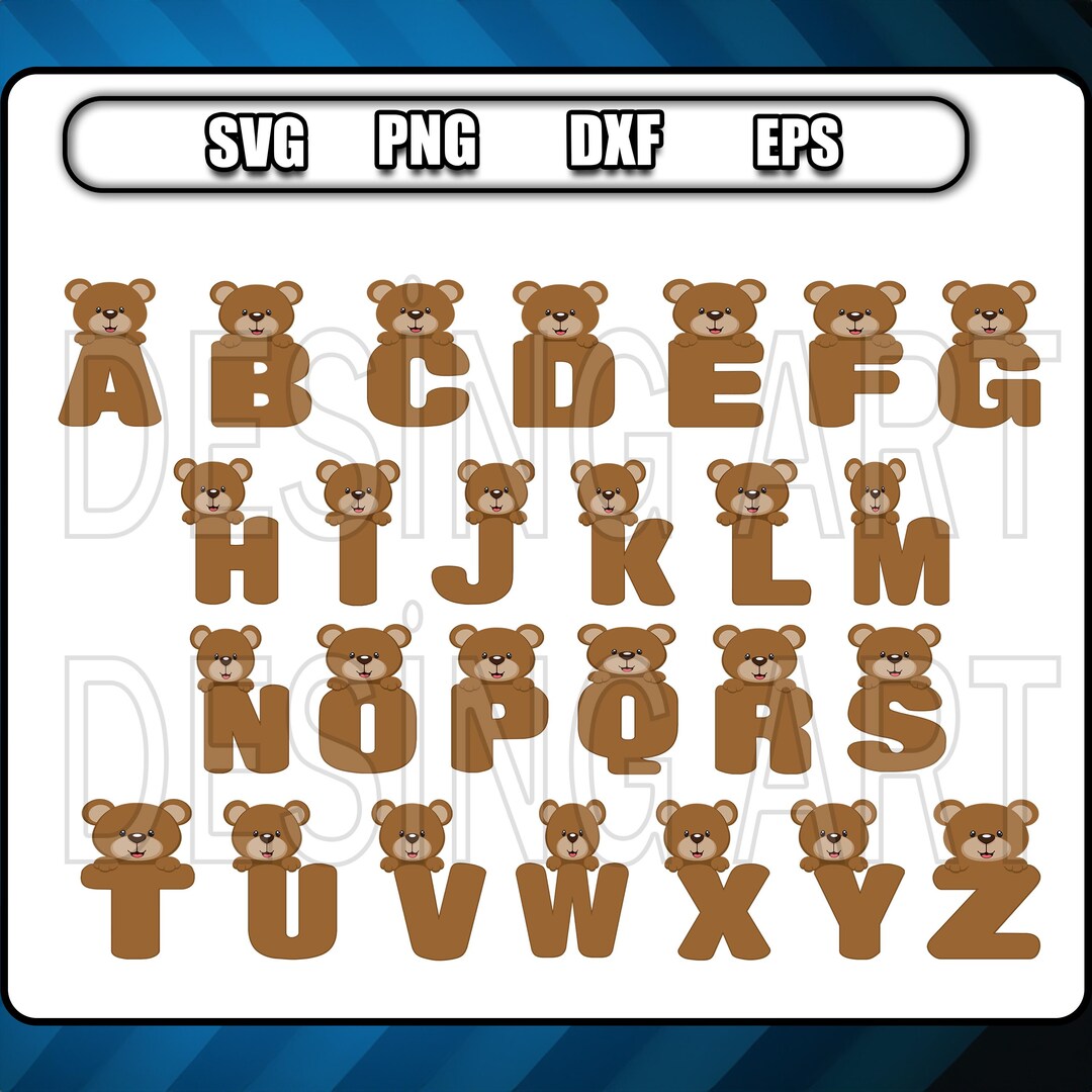 Teddy Bear Alphabet Clipart, Bear Letters, Bear Birthday, Sublimation ...