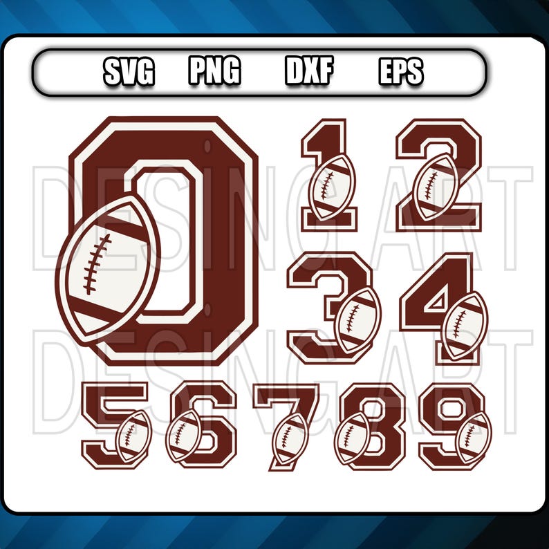 Football Numbers SVG, Football Player Numbers Svg Bundle, Football Svg ...