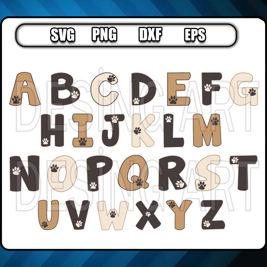 Dog Font Ttf, Dog Paw Print Font, Animal Fonts, Pet Fonts, Craft Fonts ...