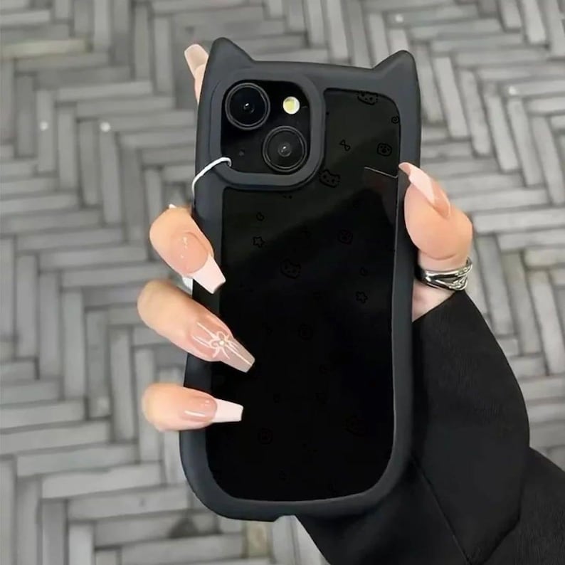 Cute Cat Ear Phone Case for iPhone 16, iPhone 13/14 Pro, 15, 12, 11 Pro ...