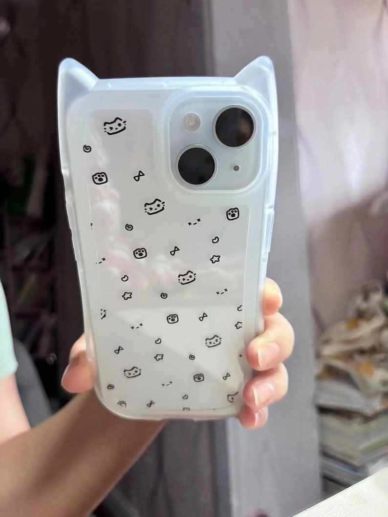 Cute Cat Ear Phone Case for iPhone 16, iPhone 13/14 Pro, 15, 12, 11 Pro ...