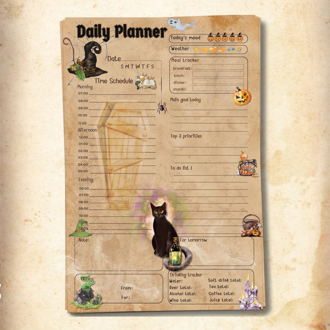Witch Daily Planner | Vintage Gothic Printable (digital Download) - Etsy