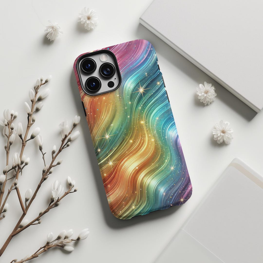 Rainbow Sparkling Gradient Phone Case, Rainbow Stripe Phone Case for ...
