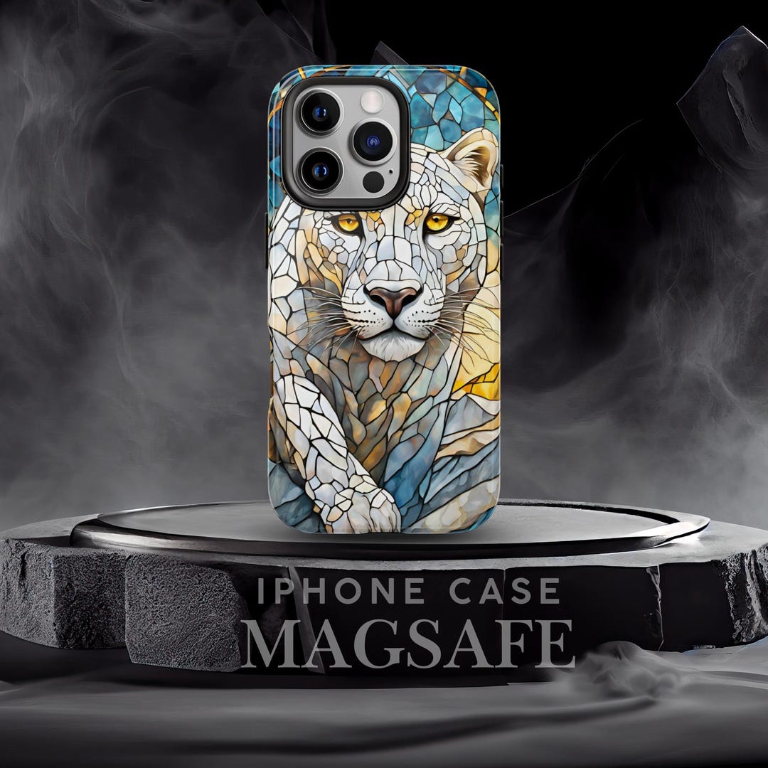 Magsafe- Snow Leopard Stained Glass Phone Case 3D Design, Leopard Phone ...