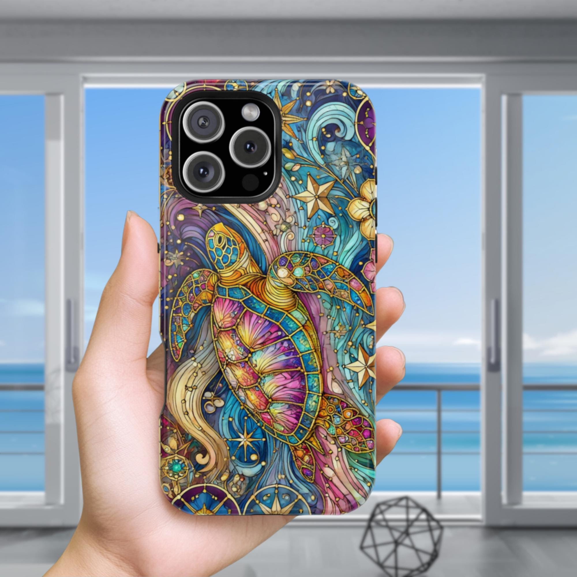 Sea Turtle Stained Glass Magsafe Tough Cases, Turtle Case Phone, Sea ...