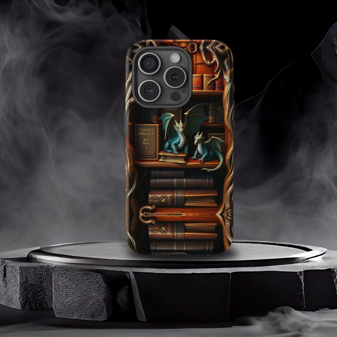 Dragon on Bookshelf Phone Cases, Dragon iPhone Case, Dragon Print Phone ...