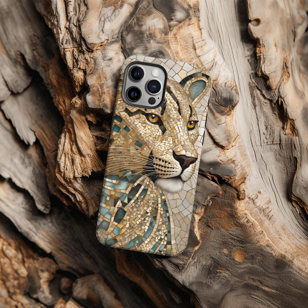 Leopard Stained Glass Mosaic Design Magnetic Tough Cases, Leopard ...