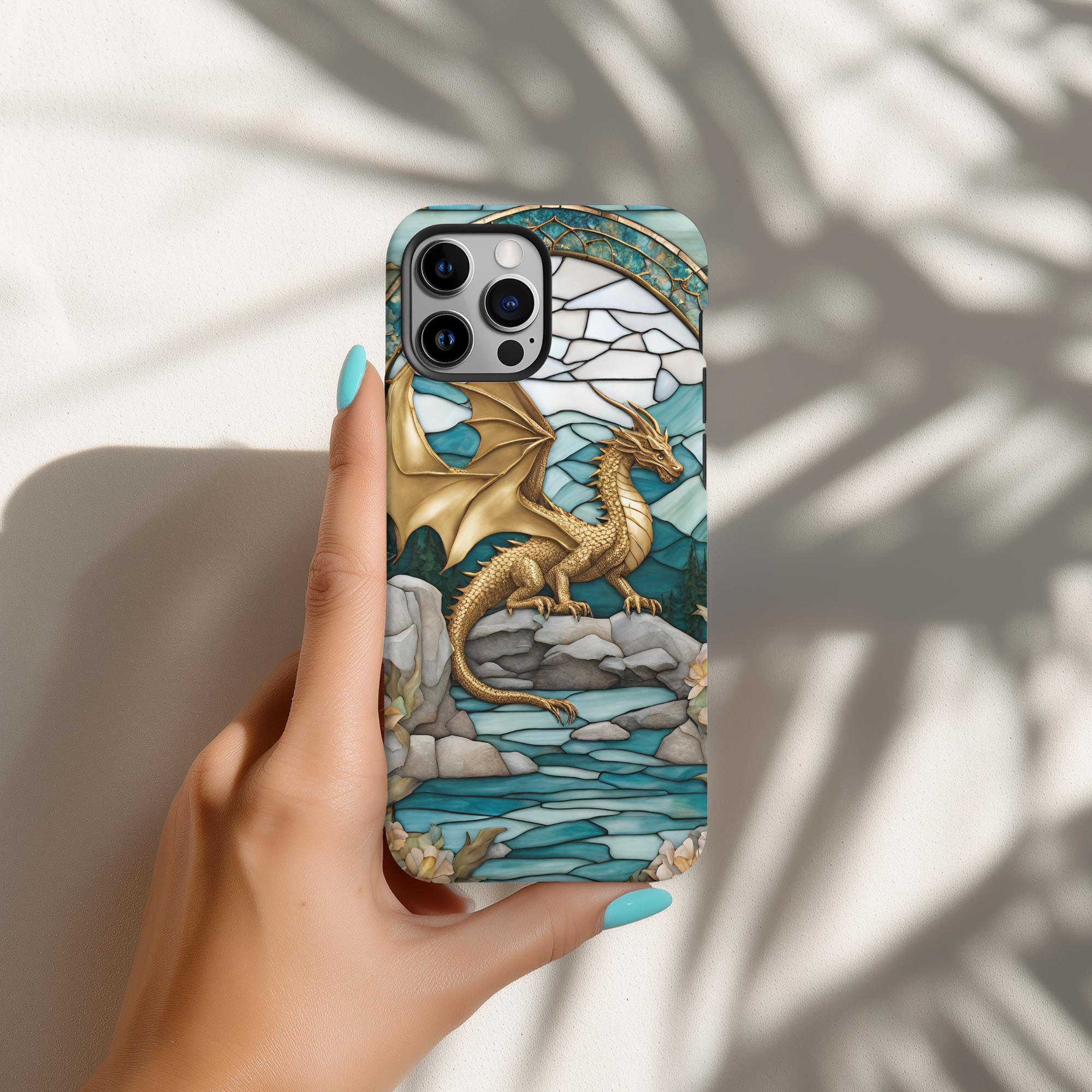 Dragon Stained Glass Design Phone Case With Magsafe for iPhone 16, 15 ...