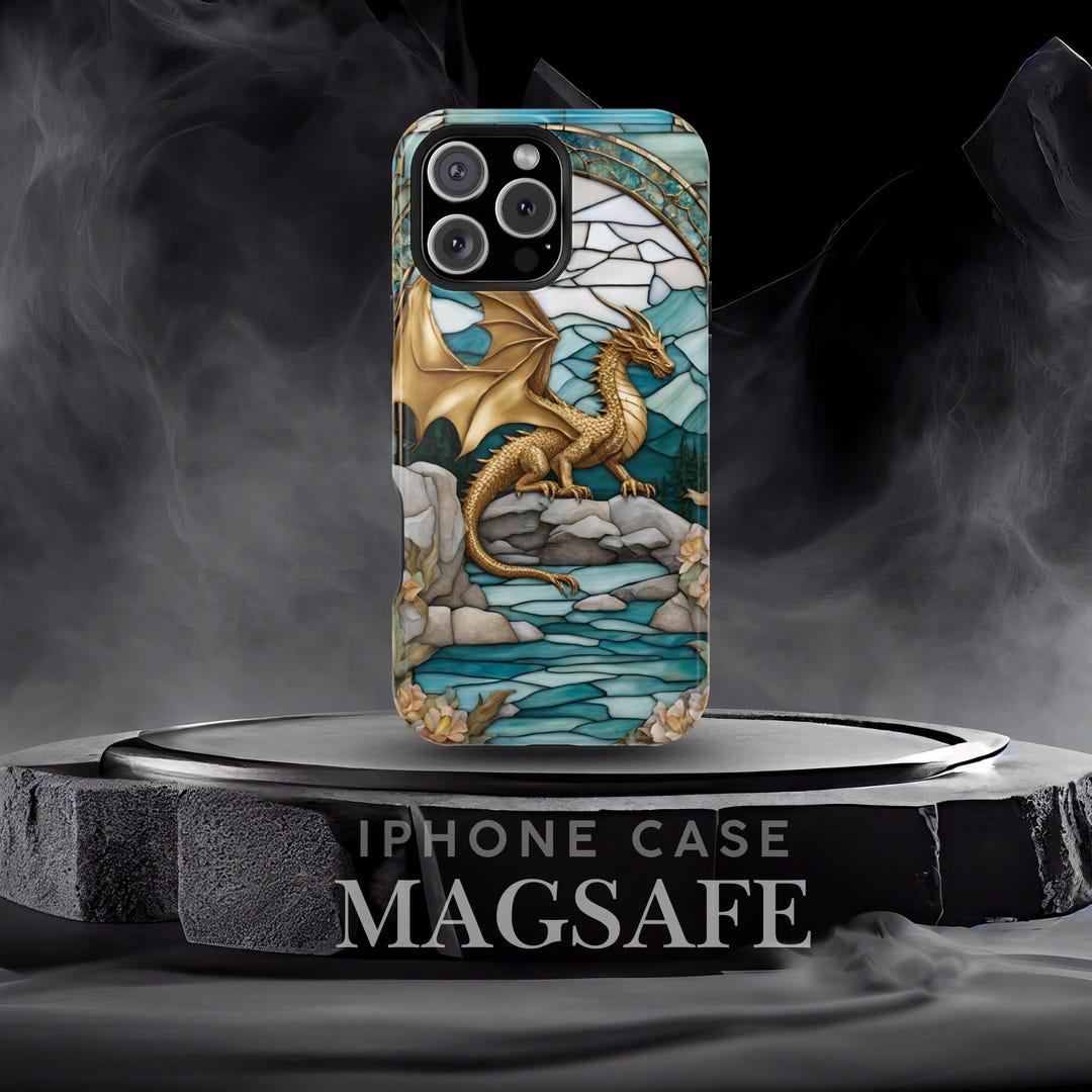 Dragon Stained Glass Design Phone Case With Magsafe for iPhone 16, 15 ...