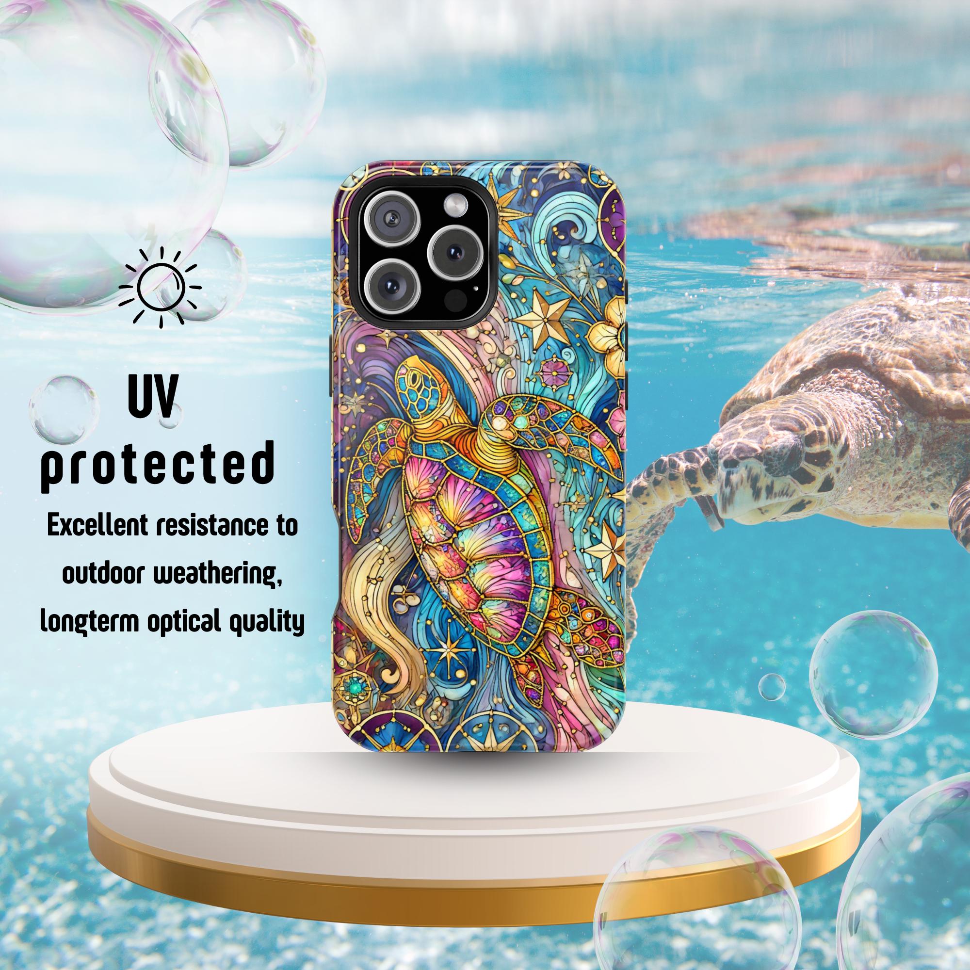 Sea Turtle Stained Glass Magsafe Tough Cases, Turtle Case Phone, Sea ...