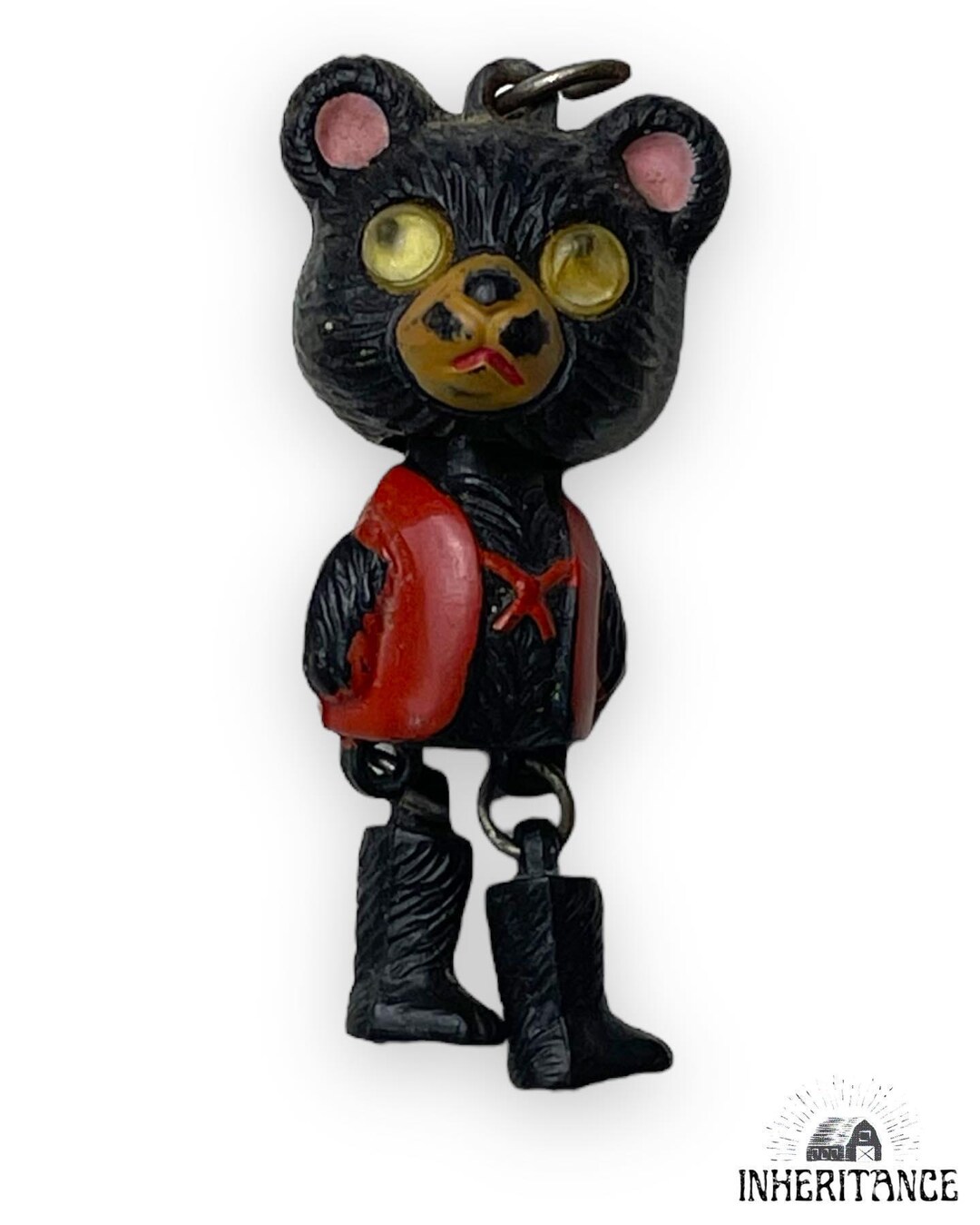 Retro Miniature Bobble Head Key Chain Bear W Red Vest - Bikie ...