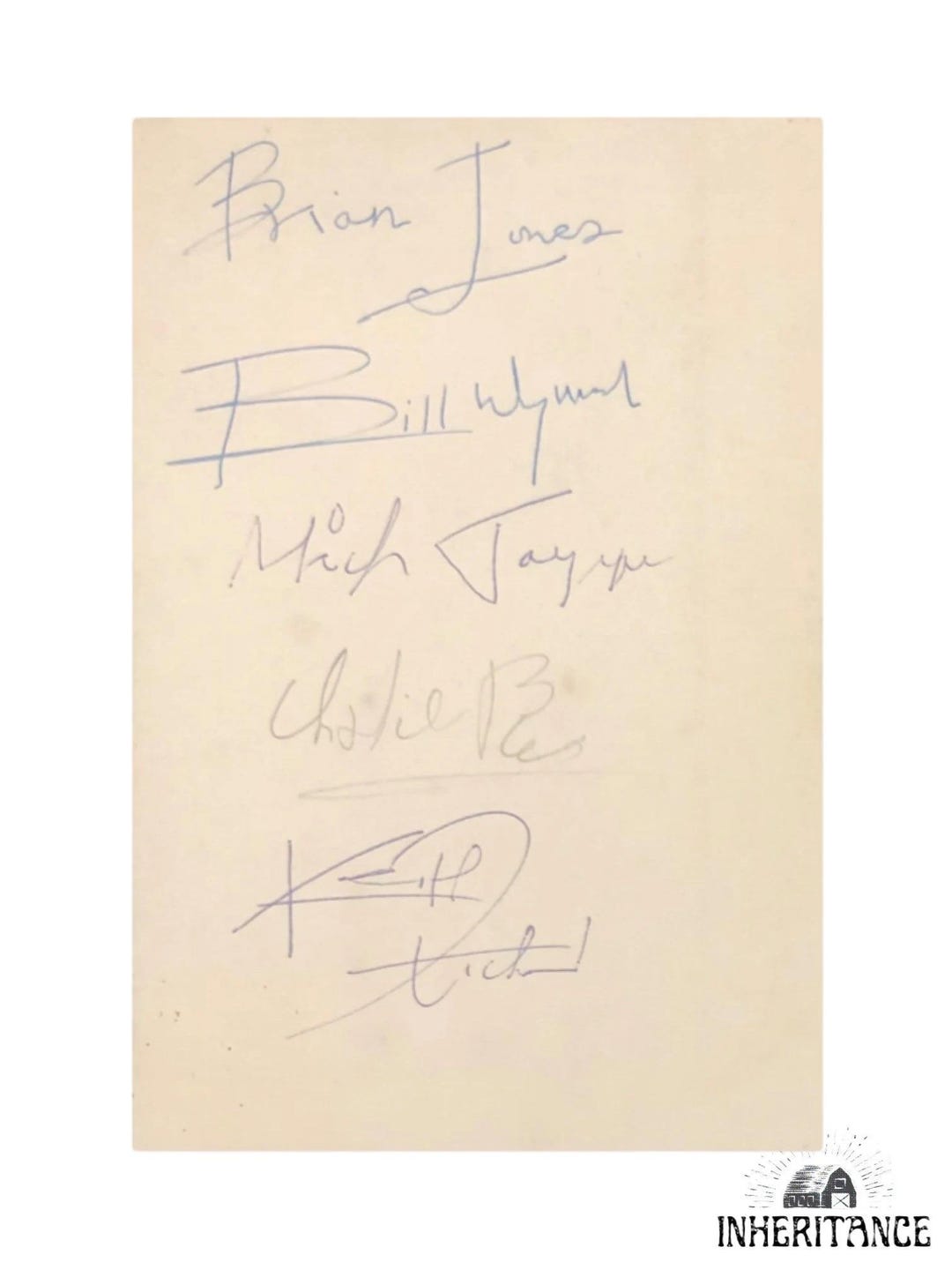 Rare 1965 the Rolling Stones Autographs - Brian Jones Bill Wyman Mick ...