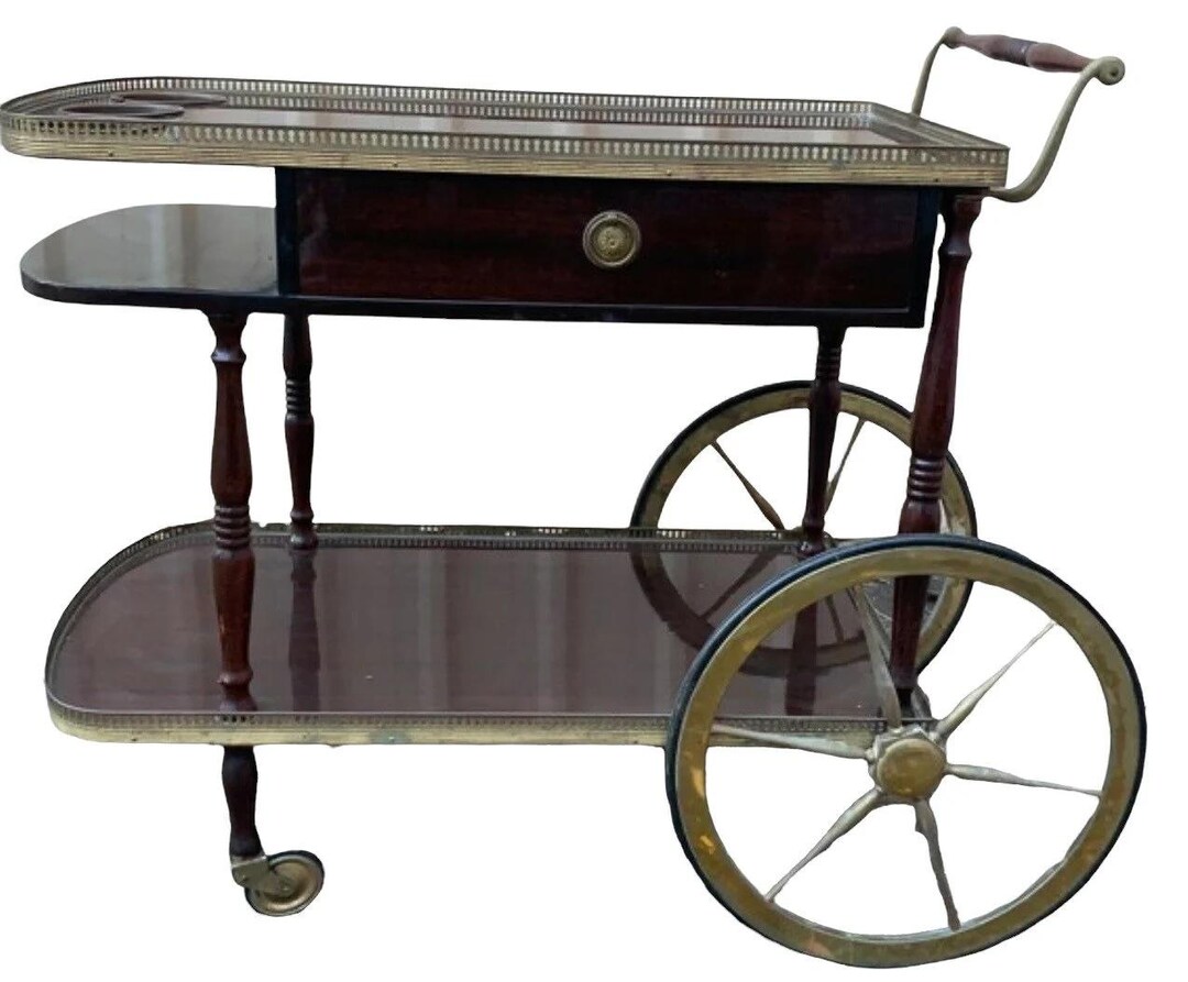 Vintage Bar Service Trolley Wood and Brass C1960s - Etsy Australia