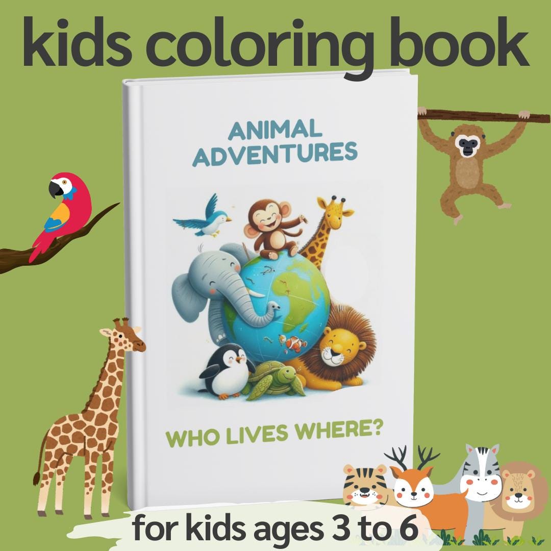 Animal Adventures: Who Lives Where | Kids Coloring Book | Learn About ...