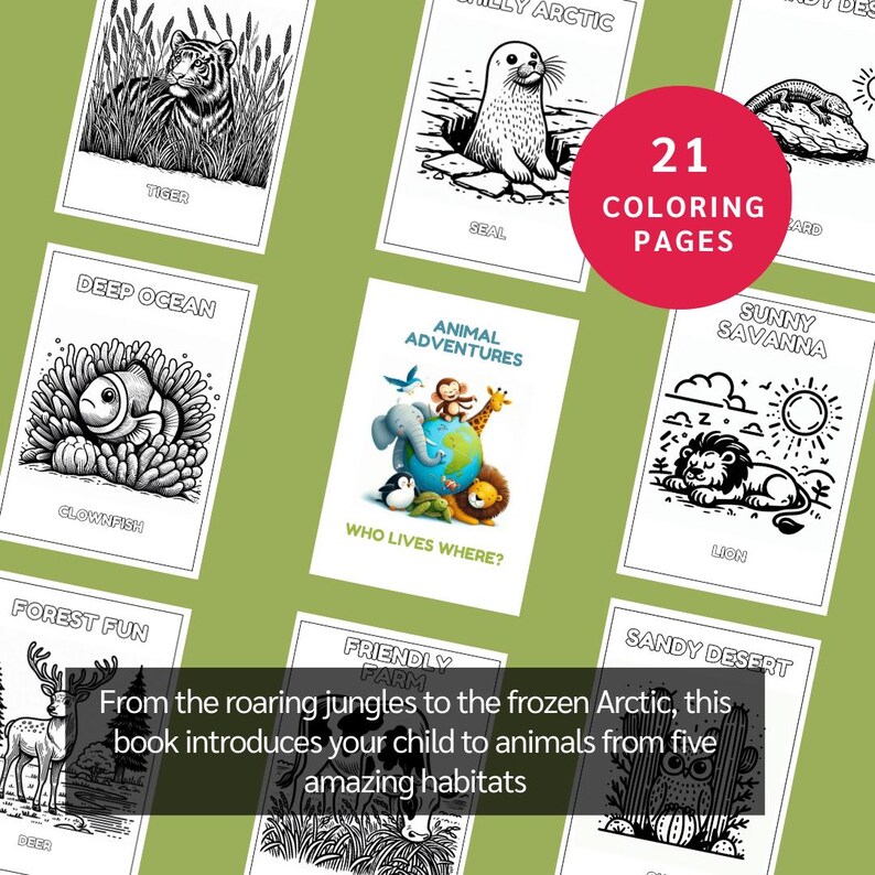 Animal Adventures: Who Lives Where | Kids Coloring Book | Learn About ...