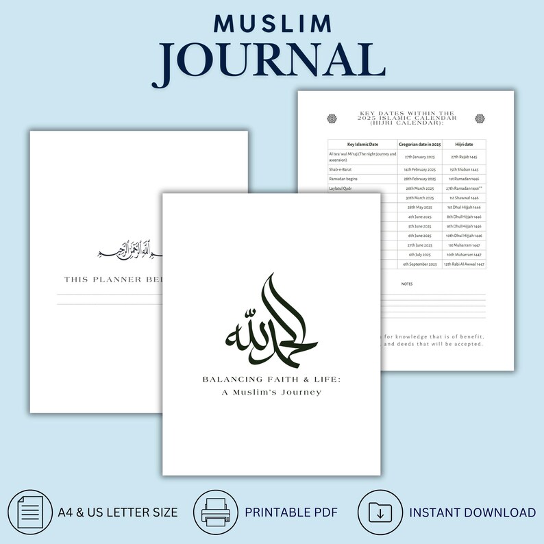 2025 Muslim Journal, Printable Pdf, Daily, Weekly, Monthly Islamic ...