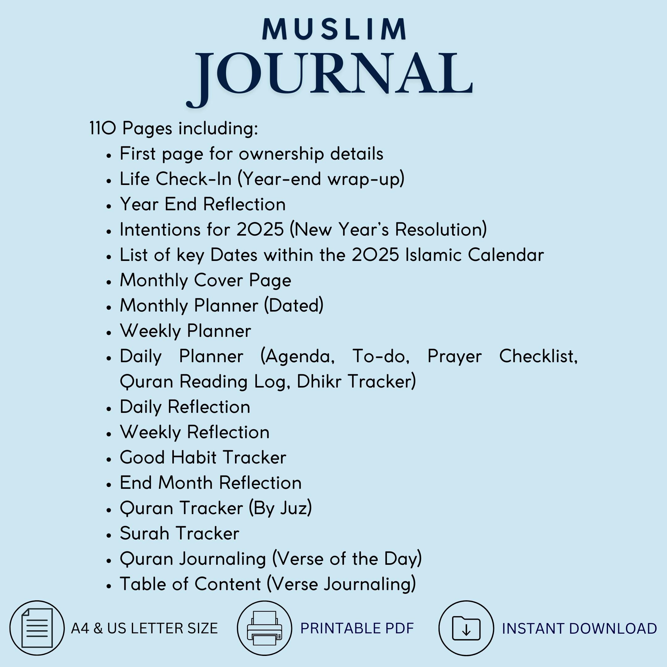 2025 Muslim Journal, Printable Pdf, Daily, Weekly, Monthly Islamic ...
