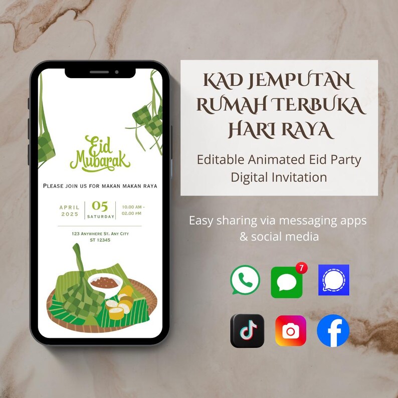 Editable Eid Open House Digital Invite, Jemputan Rumah Terbuka Hari ...