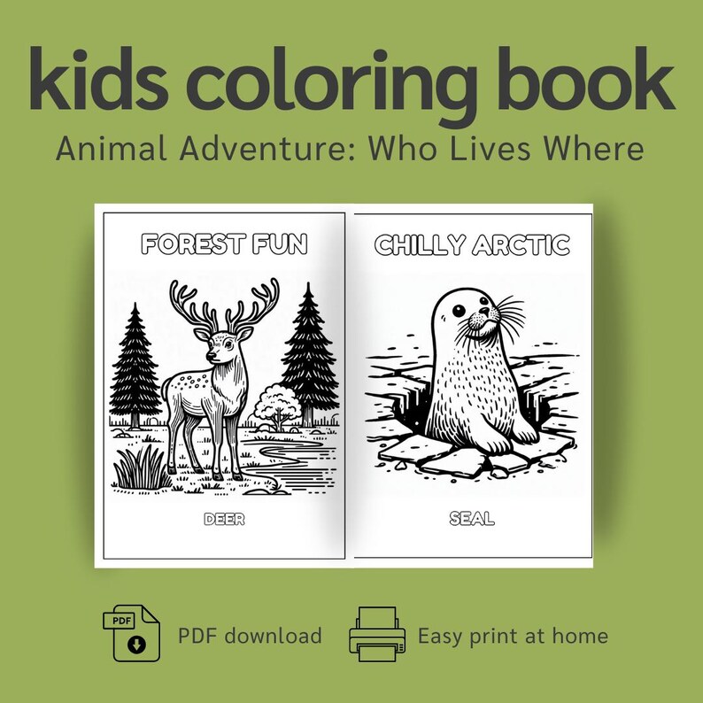 Animal Adventures: Who Lives Where | Kids Coloring Book | Learn About ...