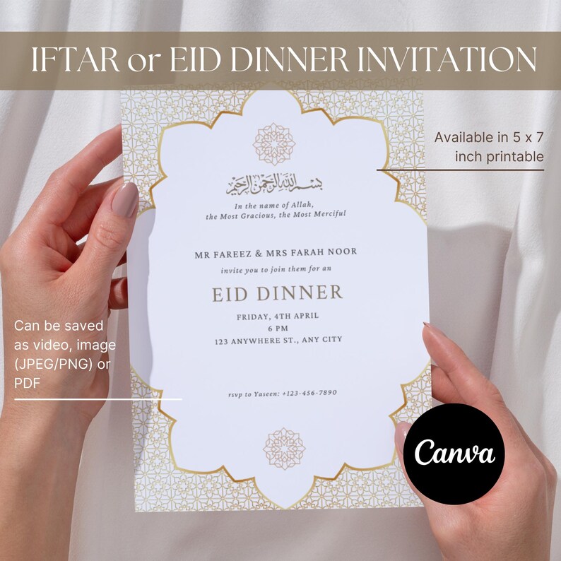 Ramadan Iftar Eid Dinner Digital and Print Invitation, Décor Set, Décor ...