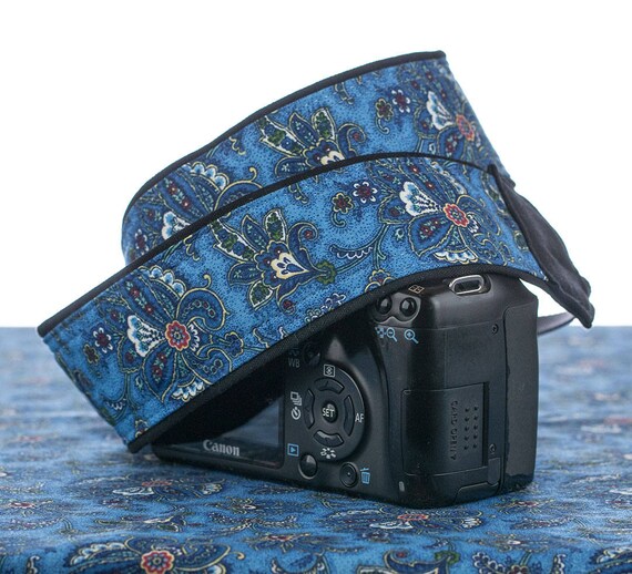 Blue Paisley Camera Strap DSLR SLR Mirrorless | Etsy