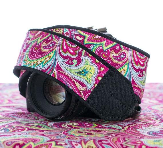 dSLR Camera Strap Hot Pink Paisley 057 | Etsy