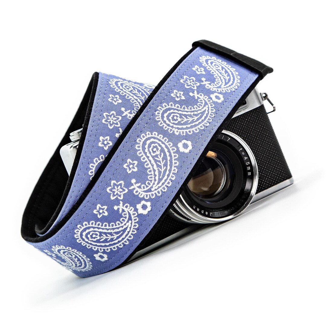 Periwinkle Blue Embroidered Bandana Camera Strap, for Dslr, Slr ...