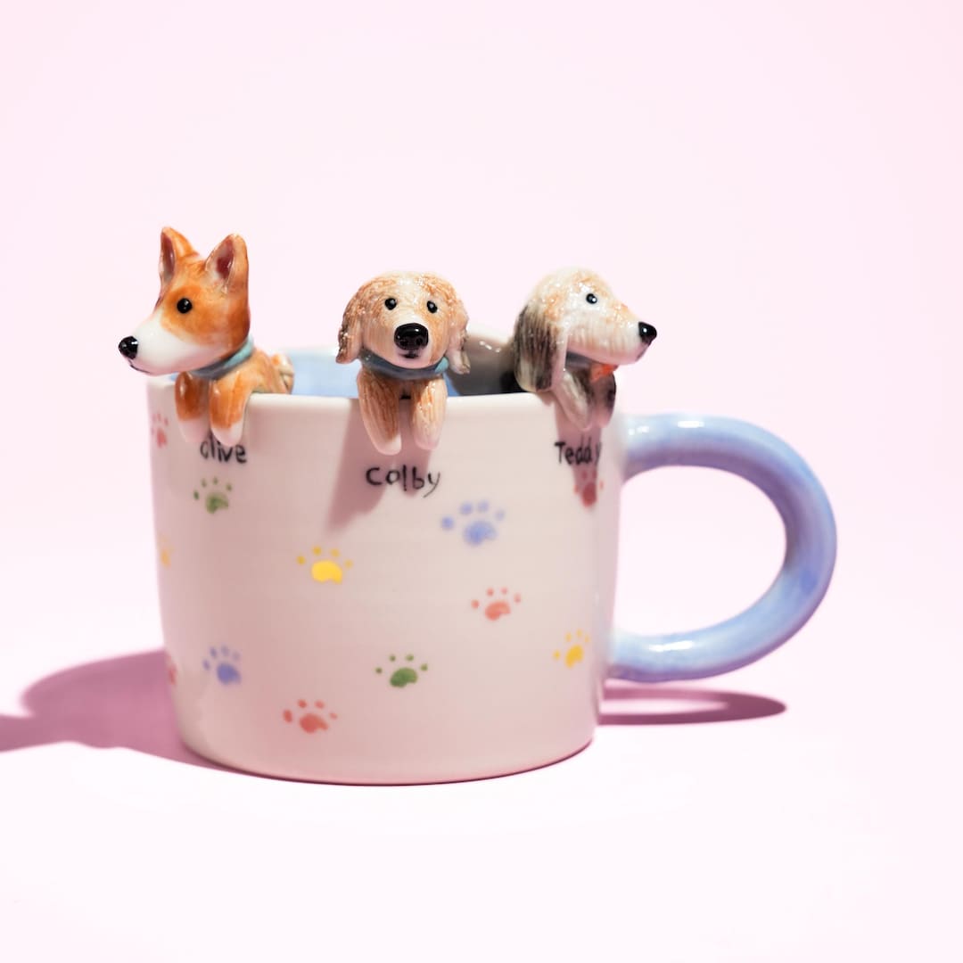 Custom Pet Mug With Pet Figure Handmade Ceramic Mug Peekaboo Pet Mug ...