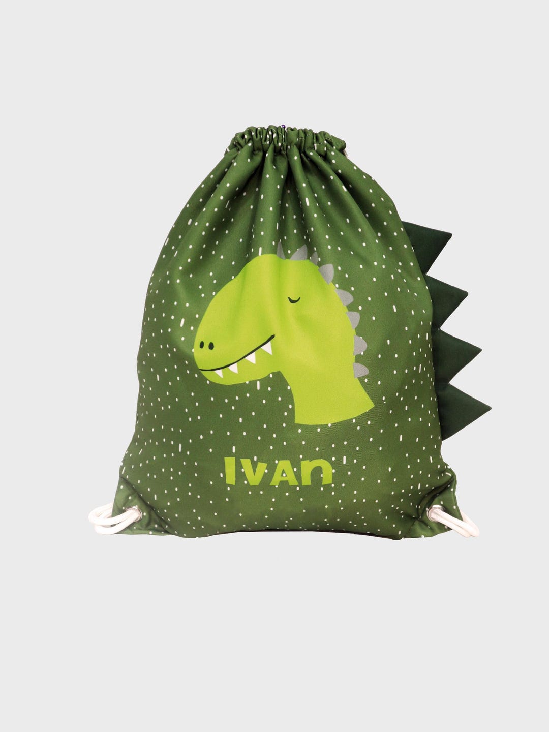 Dinosaur T-rex Dino Green Drawstring Backpack for Children, Printed ...