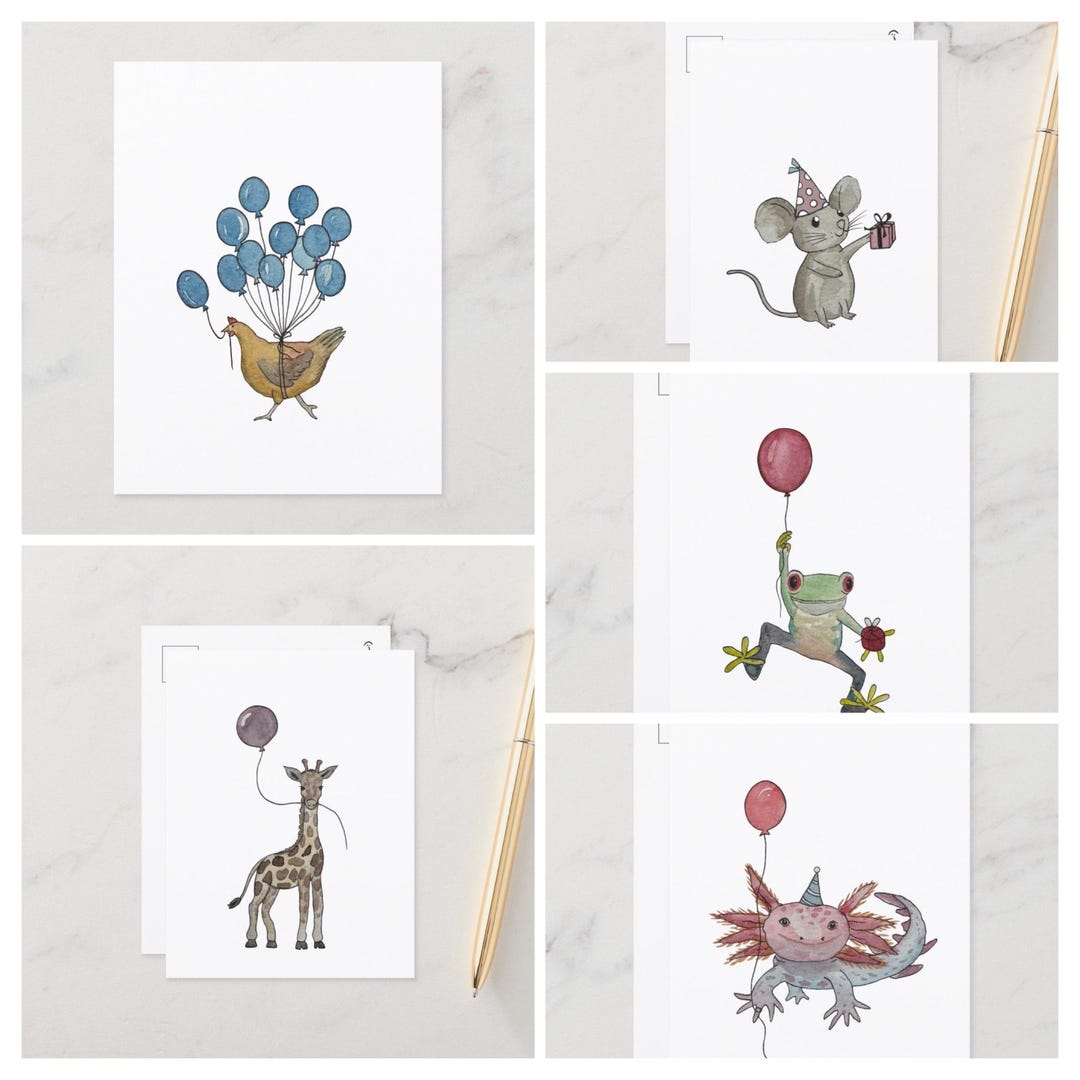Set of Birthday Postcards - Etsy