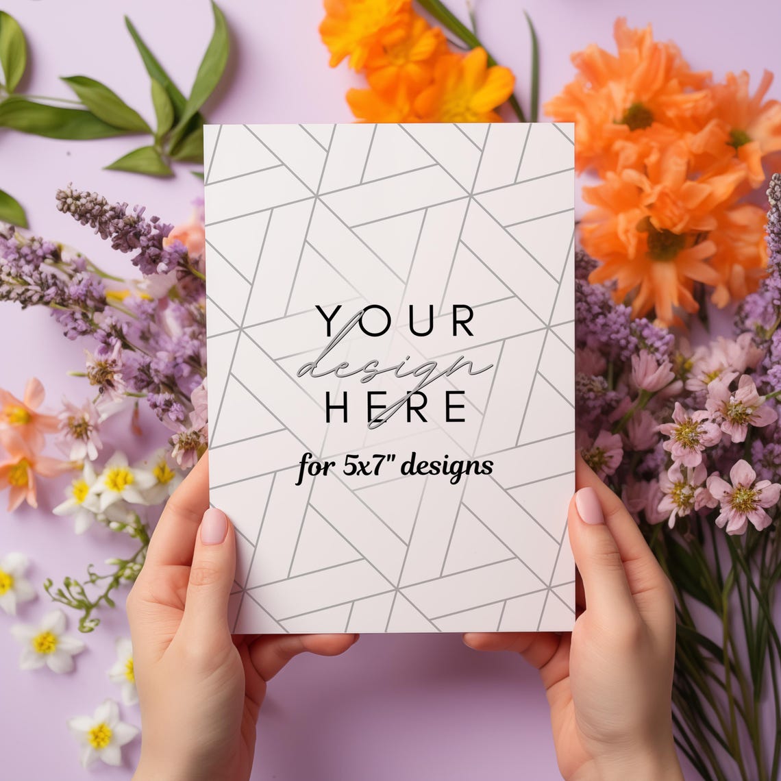 5x7 Spring Wedding Invitation Mock up Using PSD, Smart Object, Romantic ...