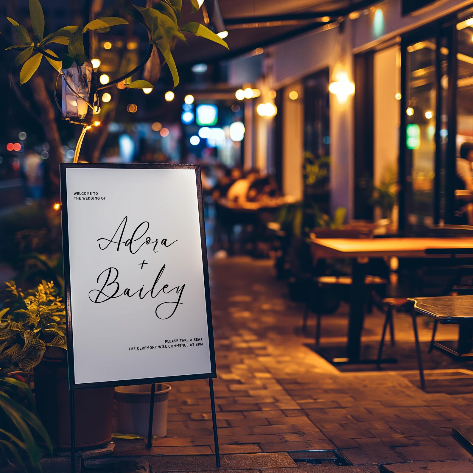 Restaurant Welcome Sign Mockup Using PSD Smart Object, Alfresco Italian ...