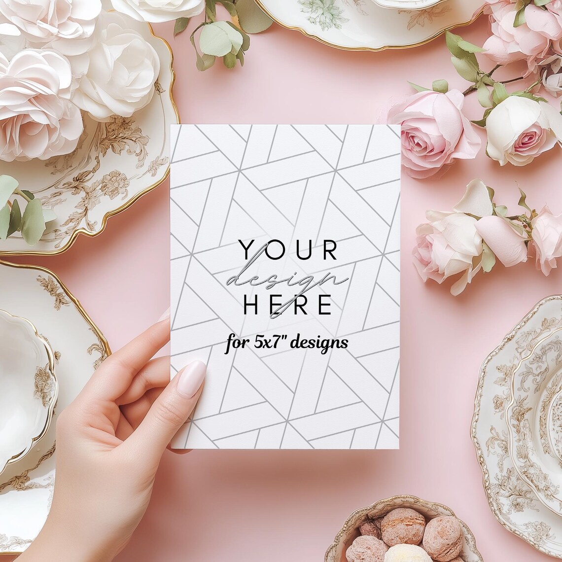 5x7 Coquette Wedding Invitation Mock up Using PSD, Smart Object ...