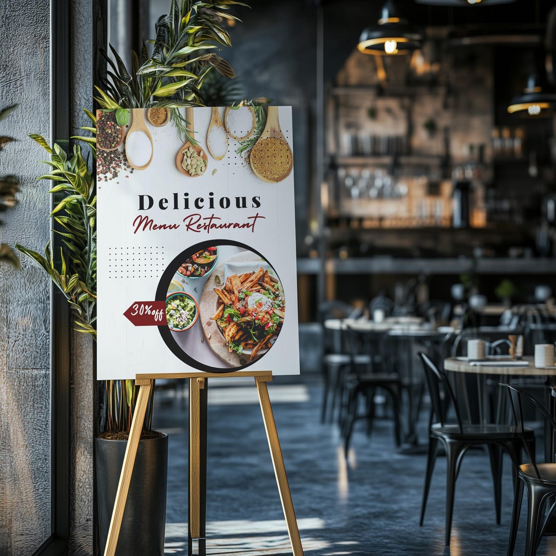 Restaurant Welcome Sign Mockup Using PSD Smart Object, Alfresco Italian ...
