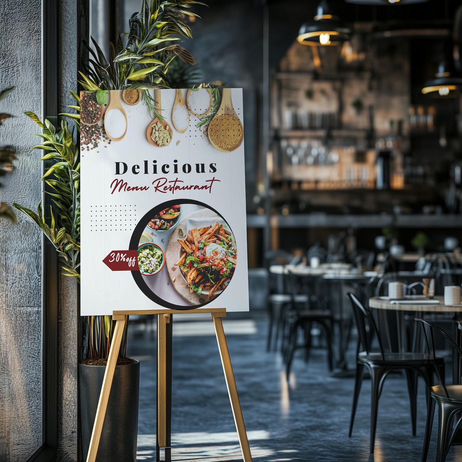 Restaurant Welcome Sign Mockup Using PSD Smart Object, Alfresco Italian ...