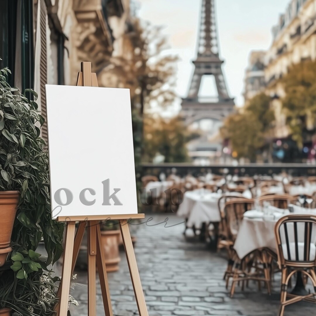 Parisian Restaurant Welcome Sign Mock Up, PSD Smart Object, Outdoor ...