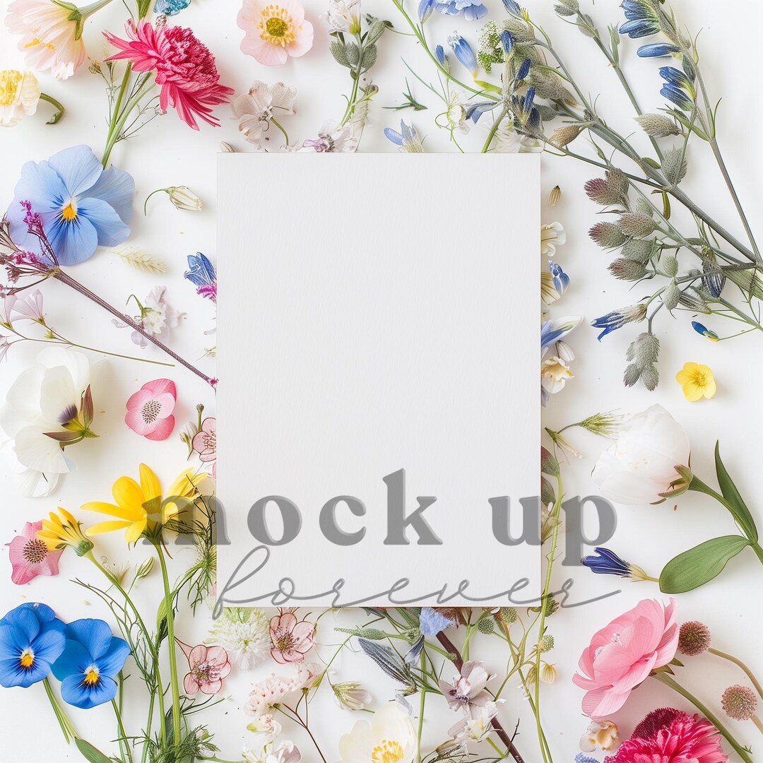 5x7 Spring Wedding Invitation Mock up Using PSD, Smart Object, Romantic ...