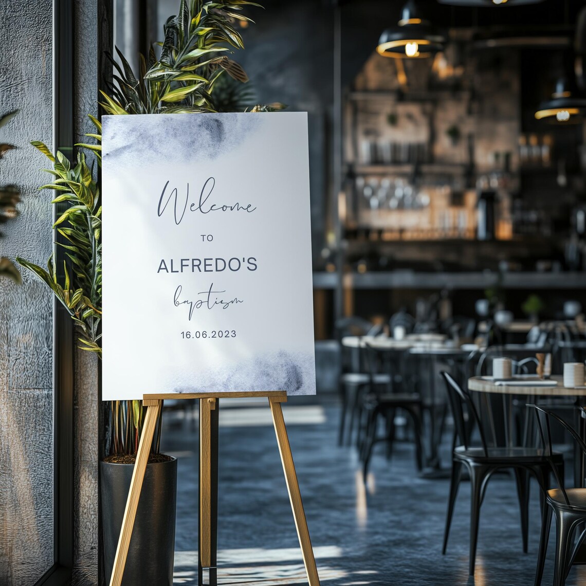 Restaurant Welcome Sign Mockup Using PSD Smart Object, Alfresco Italian ...