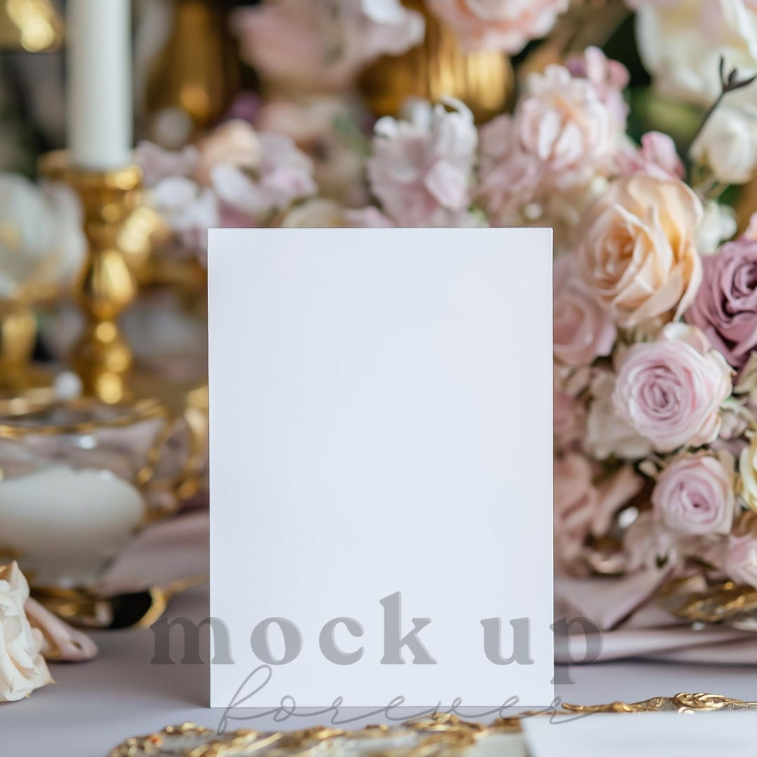 5x7 Spring Wedding Invitation Mock up Using PSD, Smart Object, Romantic ...